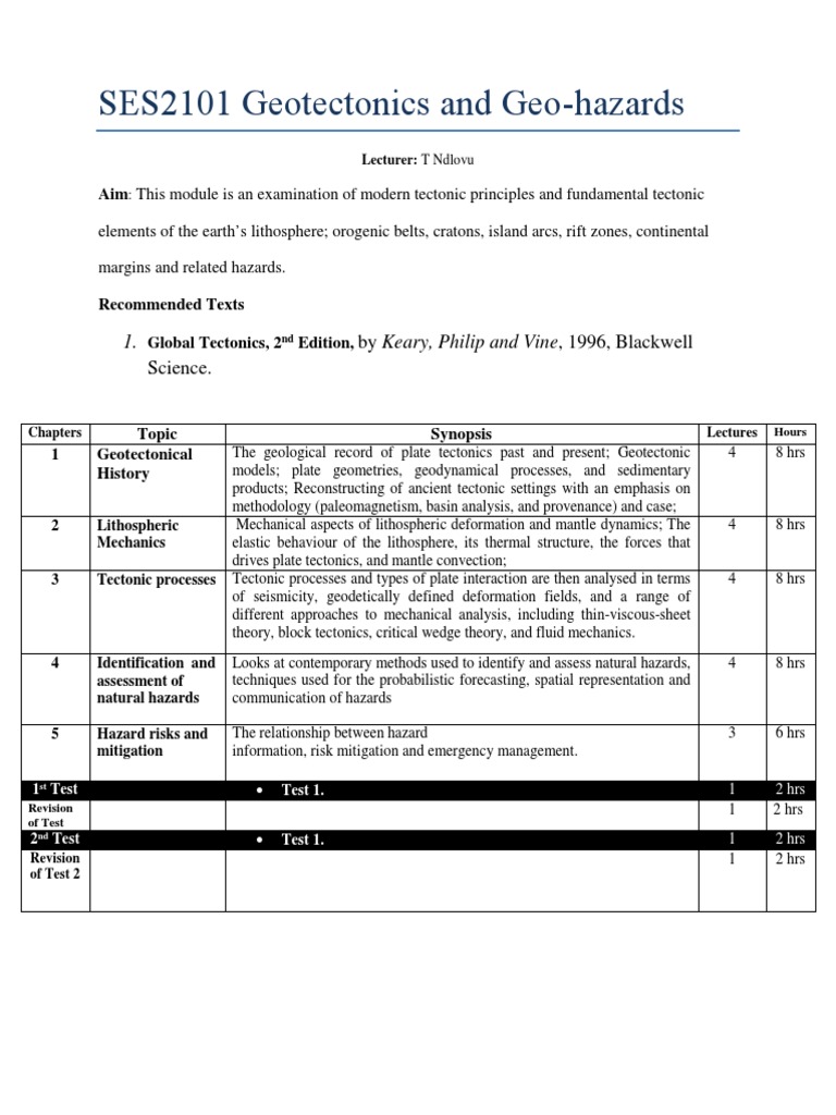 Course Outline - Geotectonics-1 | PDF | Plate Tectonics | Tectonics
