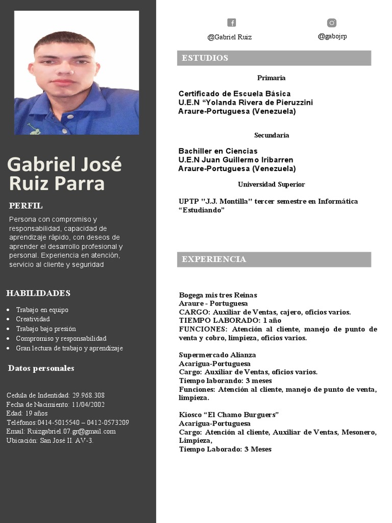 Gabriel Curriculum | PDF | Aprendizaje