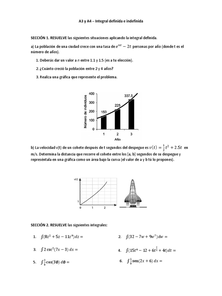 A3 y A4 - Integral Definida e Indefinida | PDF