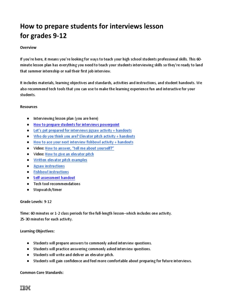 Lessonplan Interviews Final | PDF | Lesson Plan | Job Interview
