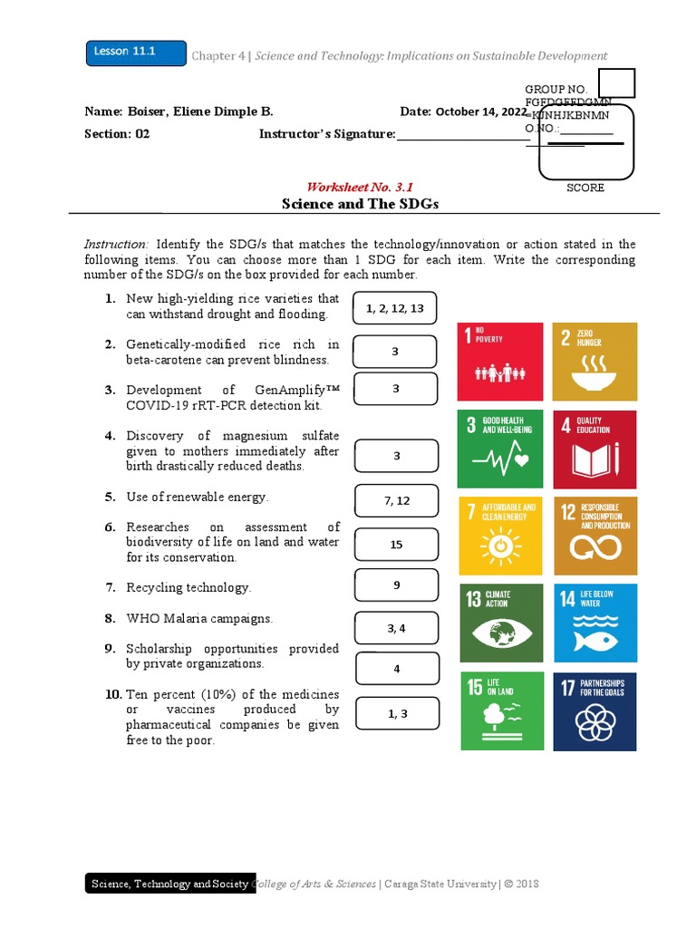 Activity Sheets For SDGs | PDF | Science | Natural Environment