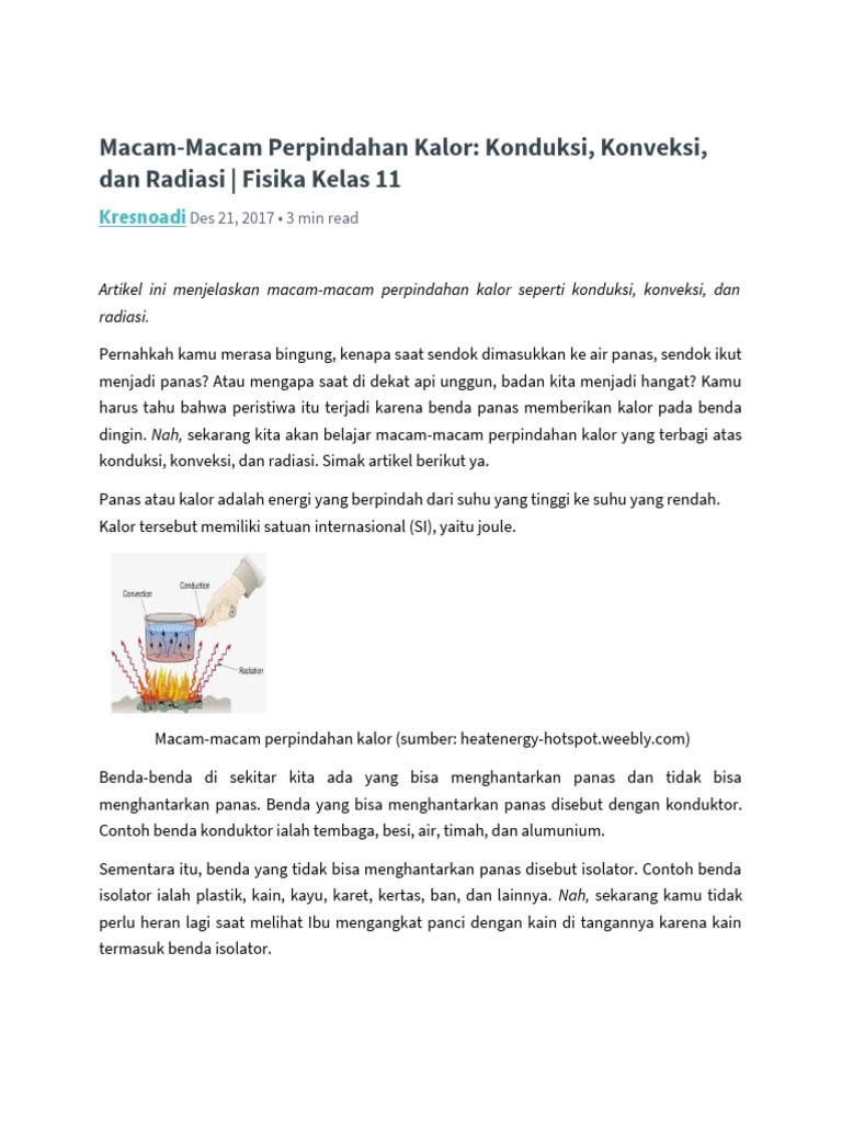 Macam Kalor Konduksi Konveksi Radiasi | PDF | Sains & Matematika