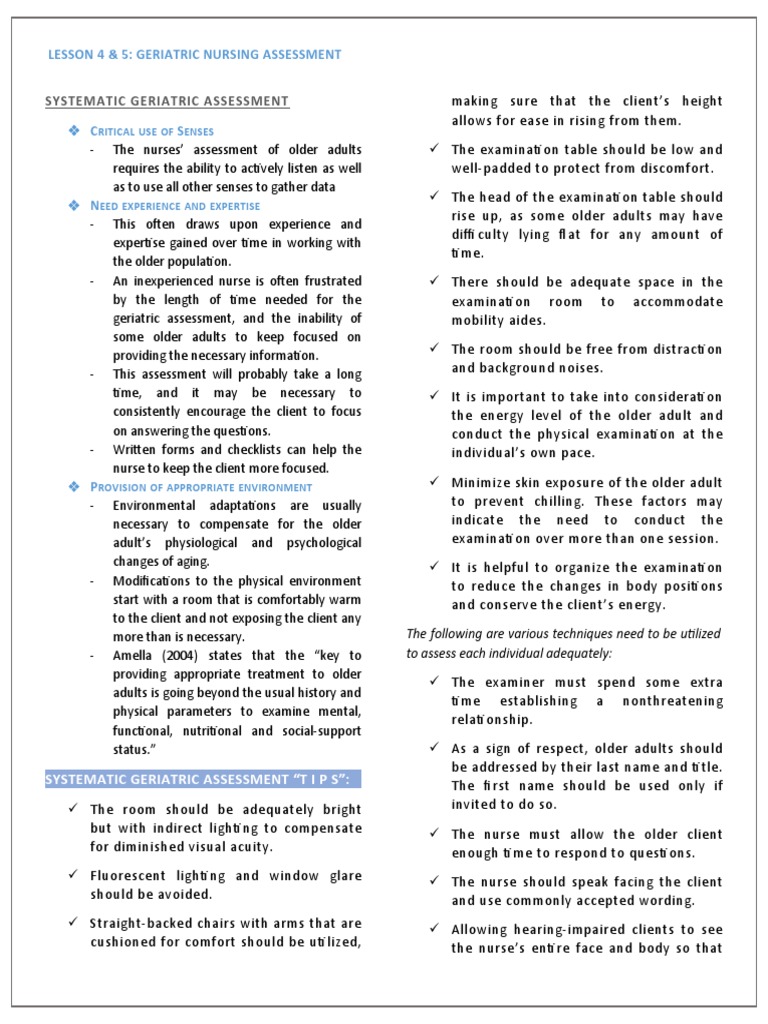 L45 - Systematic-Geriatric Assessment | PDF | Geriatrics | Vagina