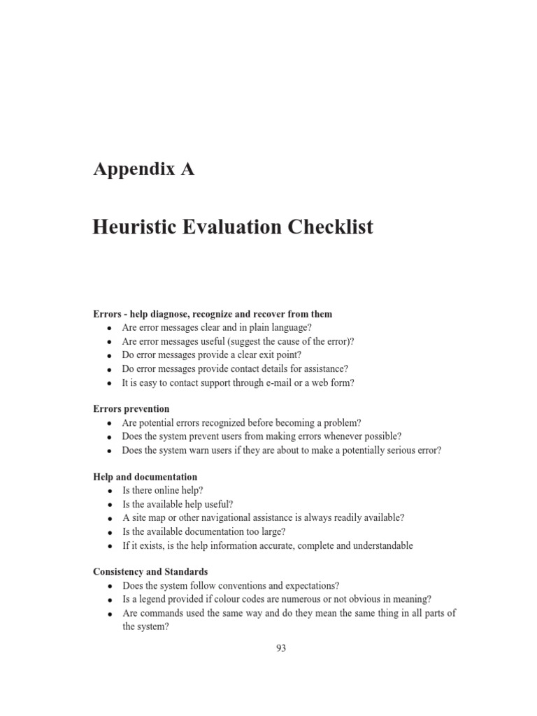 Heuristic Evaluation Checklist | PDF | Menu (Computing) | Computer Keyboard