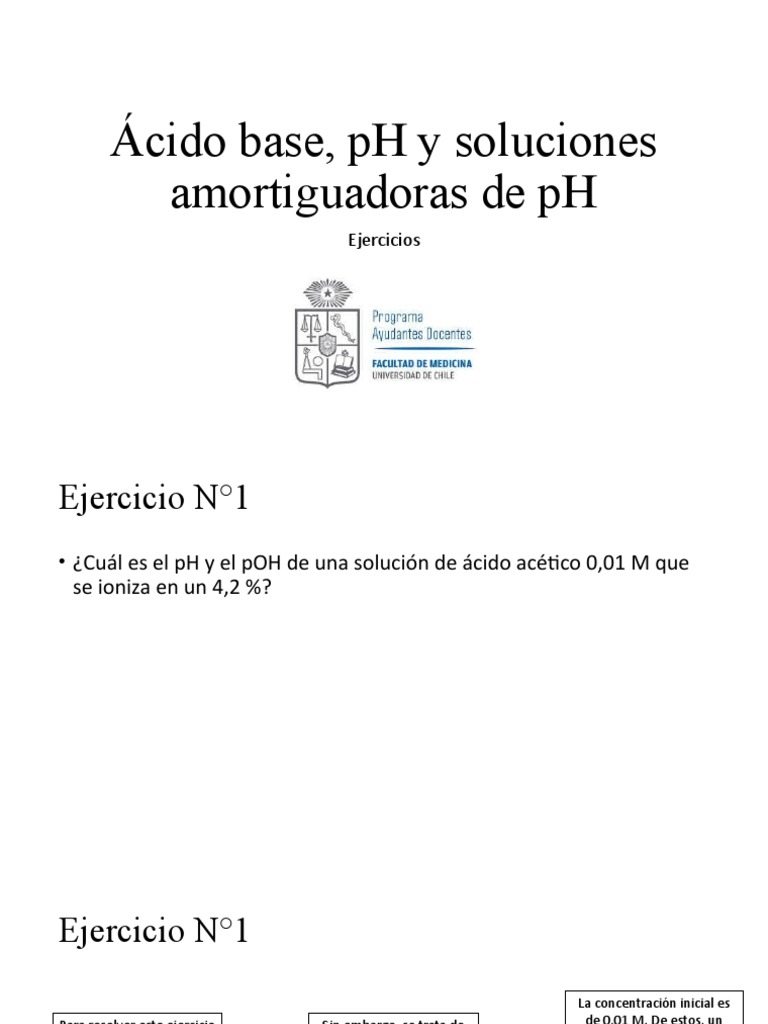 Ácido Base - Ejercicios | PDF | Ph | Solución tampón