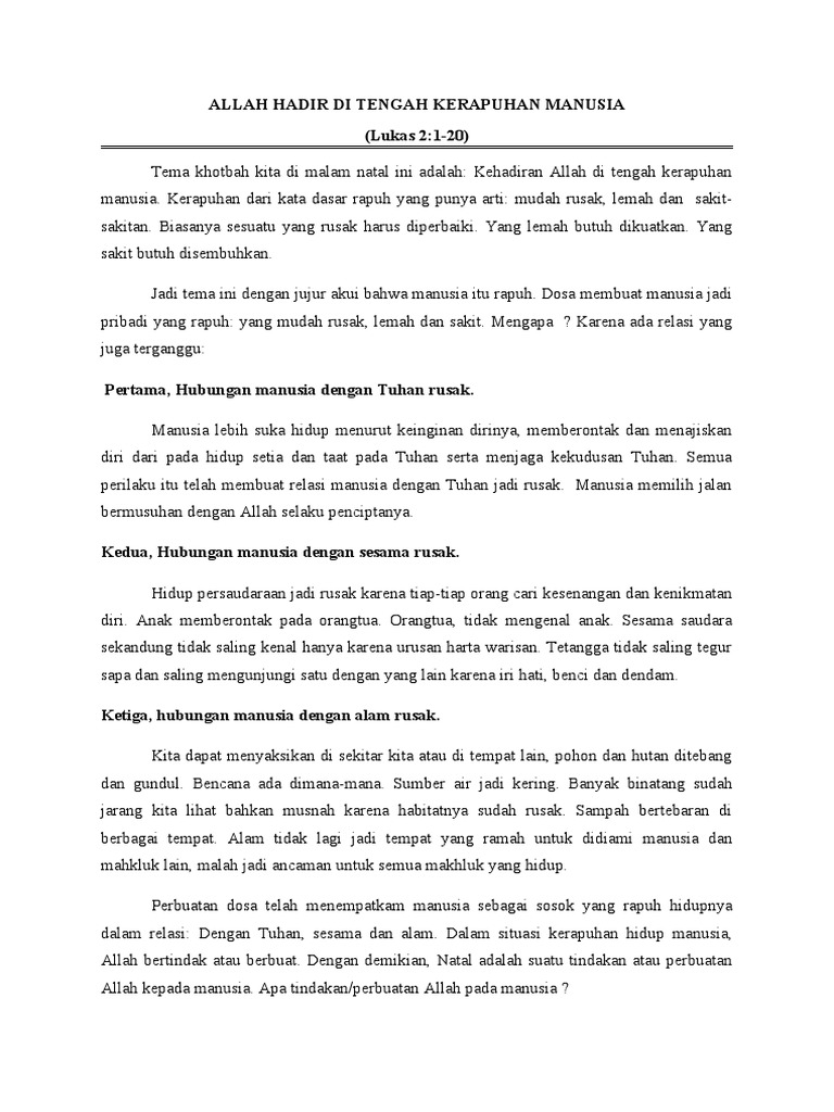 Allah Hadir Di Tengah Kerapuhan Manusia | PDF