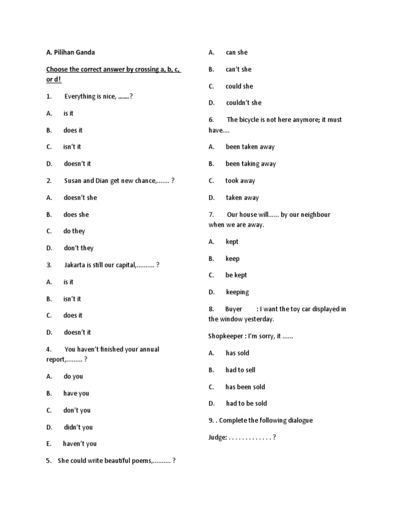 Uas English Ma 1 Sem 1 Pdf Grammatical Tense Language Mechanics