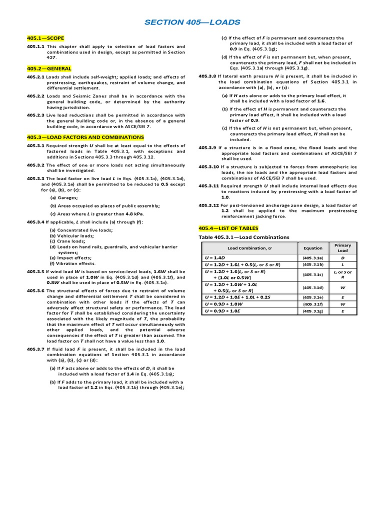 405 Loads | PDF | Prestressed Concrete | Applied And Interdisciplinary ...
