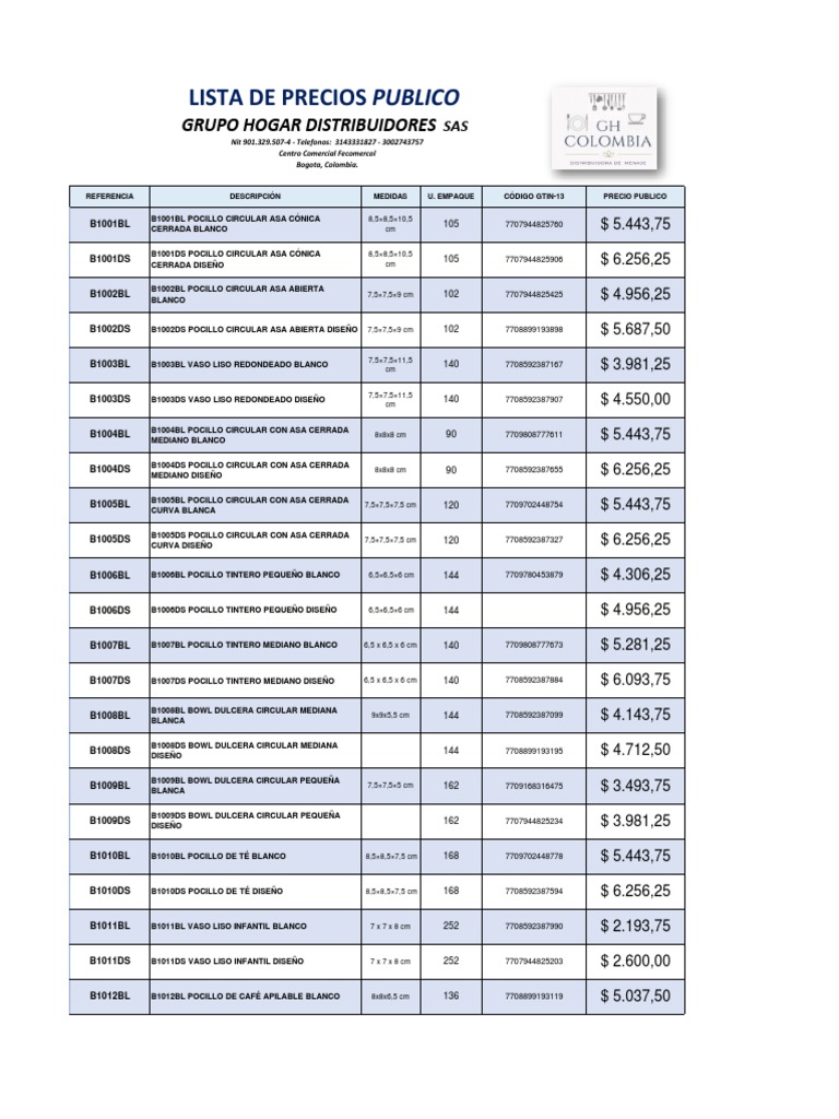 Lista de Precios Publico 19-10-22 | PDF Lista de Precios Publico 19-10-22 | PDF