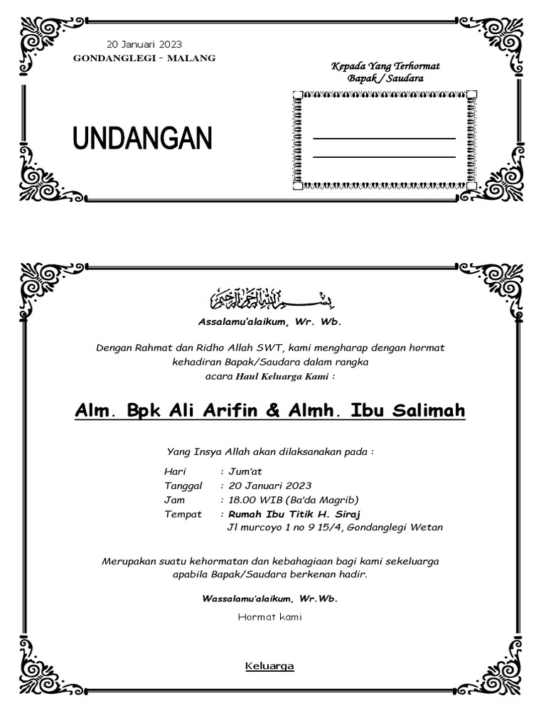 Undangan Haul | PDF