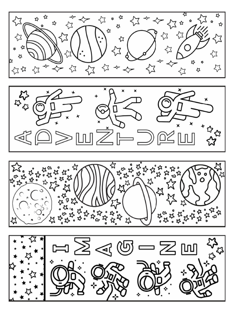 Space Adult Coloring Bookmarks | PDF