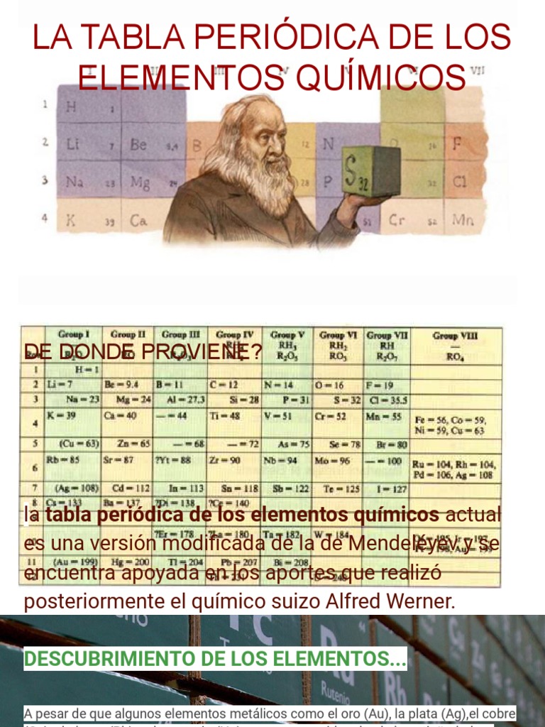 La Tabla Periódica y Propiedades Periodicas de Los Elementos Químicos ...