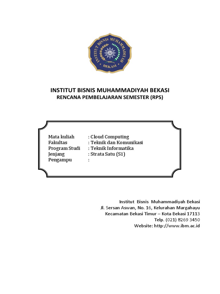 RPS Mata Kuliah Cloud Computing | PDF