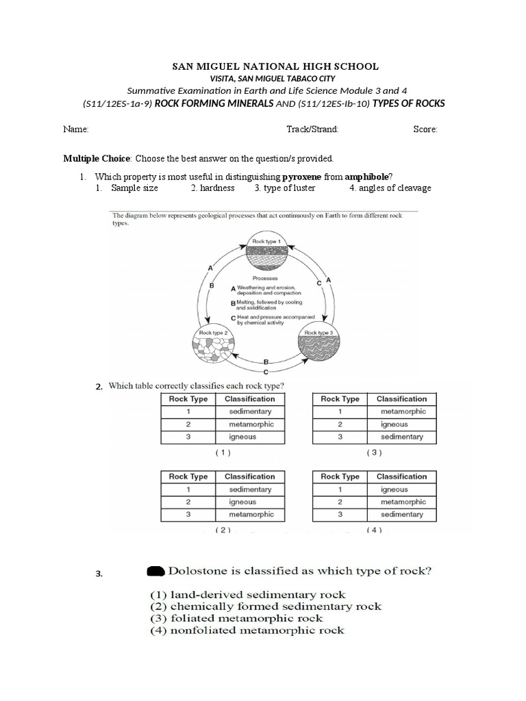 Understanding Rock Forming Minerals and Types of Rocks through a ...