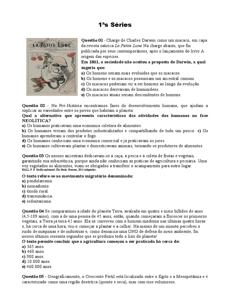 Quest Aval Bim Hist 1ºbim 1 E2 Series | PDF | Mesopotâmia | Humano