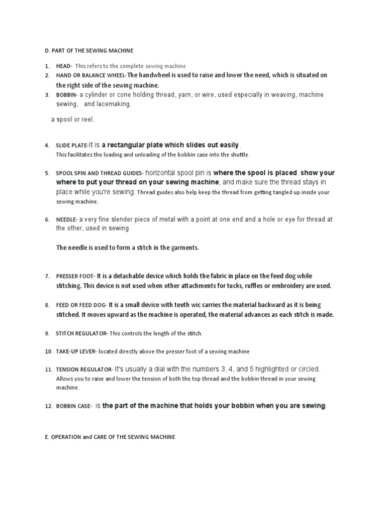 Part of The Sewing Machine | PDF