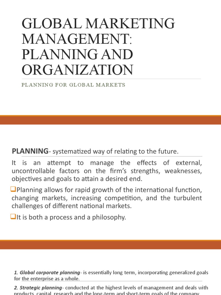 Planning For Global Markets | PDF | Marketing | Market (Economics)