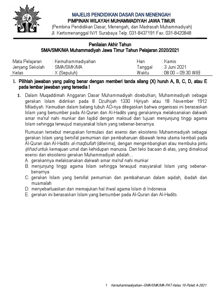 SOAL KMD KELAS X SEMESTER 2 (A) - Proofreading | PDF