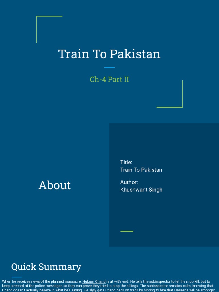 Book Report On Train To Pakistan | PDF | Mystery, Thriller & Crime Fiction