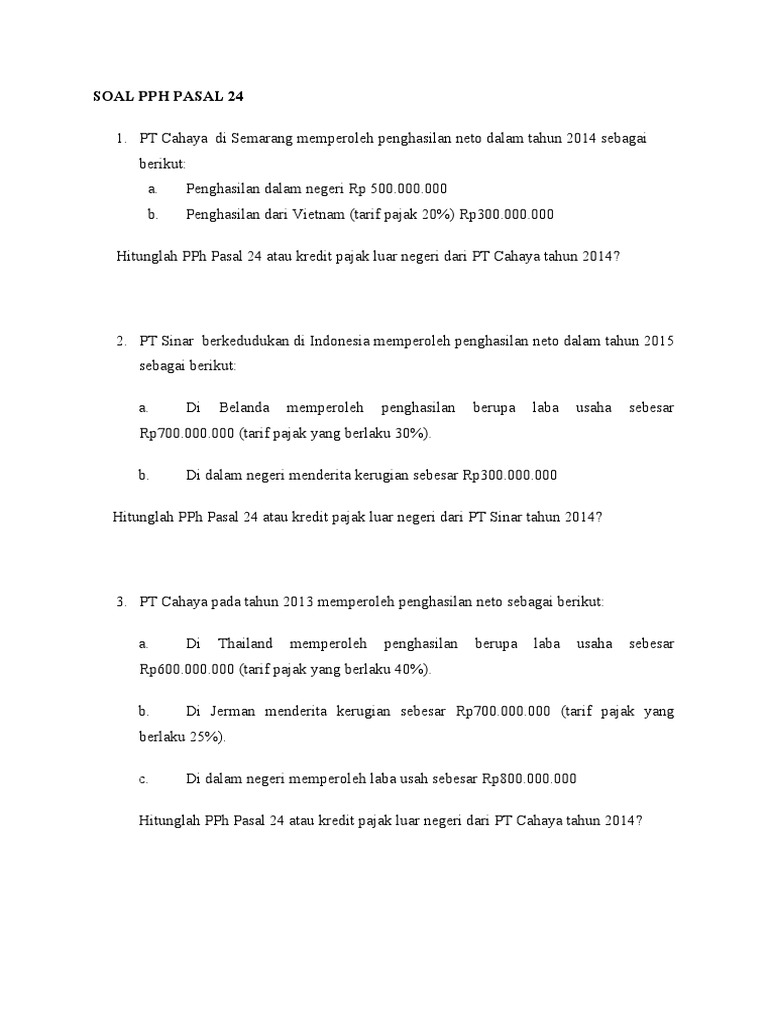 Soal PPH Pasal 24 | PDF