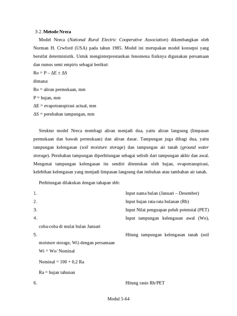 Metode Perhitungan Model Nreca | PDF