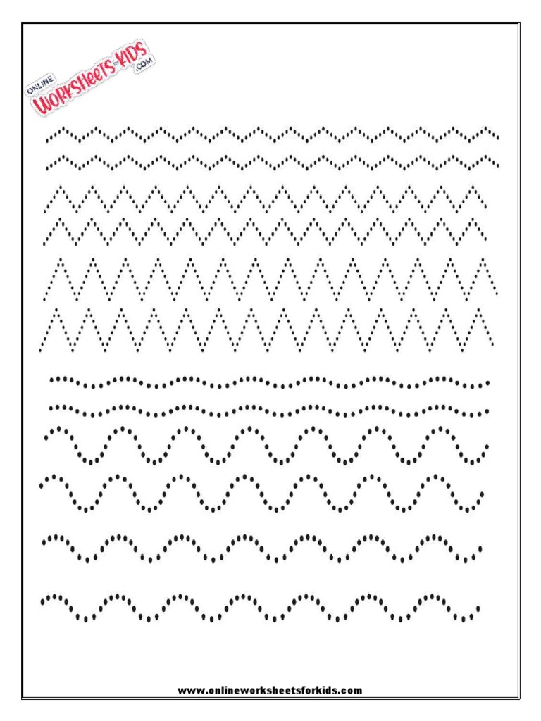 Curved and Zig Zag Line Tracing Worksheet 1 | PDF