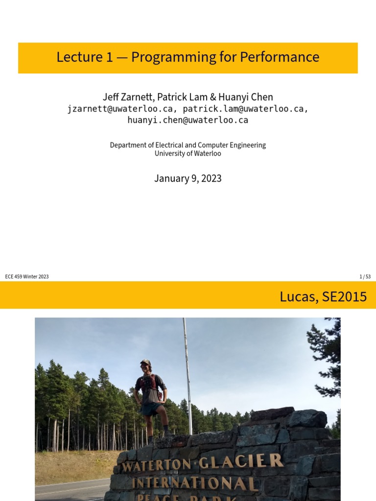 L01-slides-Programming For Performance | PDF | Parallel Computing | Central Processing Unit