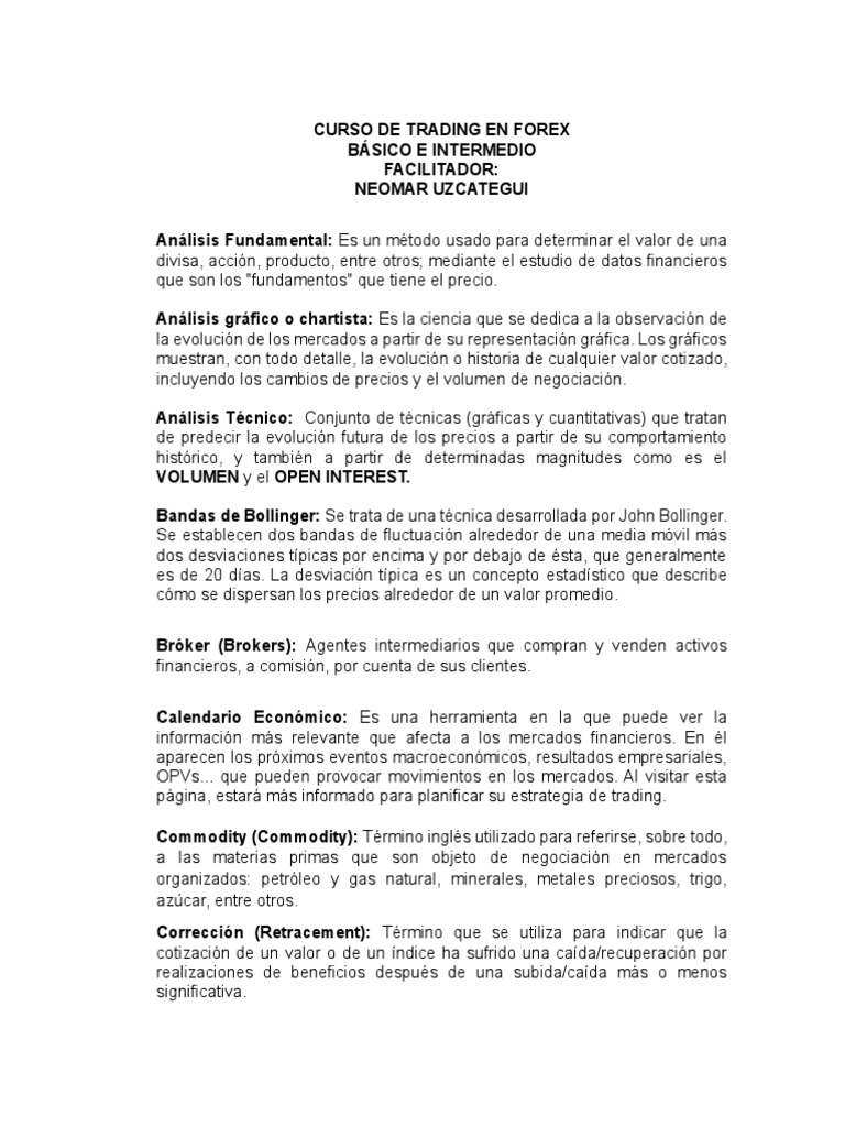 Curso de Trading Forex Básico | PDF | Mercado de divisas | Análisis técnico Curso de Trading Forex Básico | PDF | Mercado de divisas | Análisis técnico