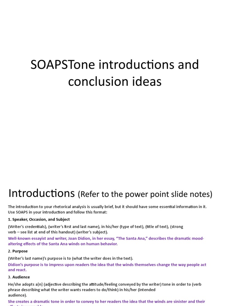 SOAPSTone Introductions & Conclusions Guide | PDF | Essays | Writers