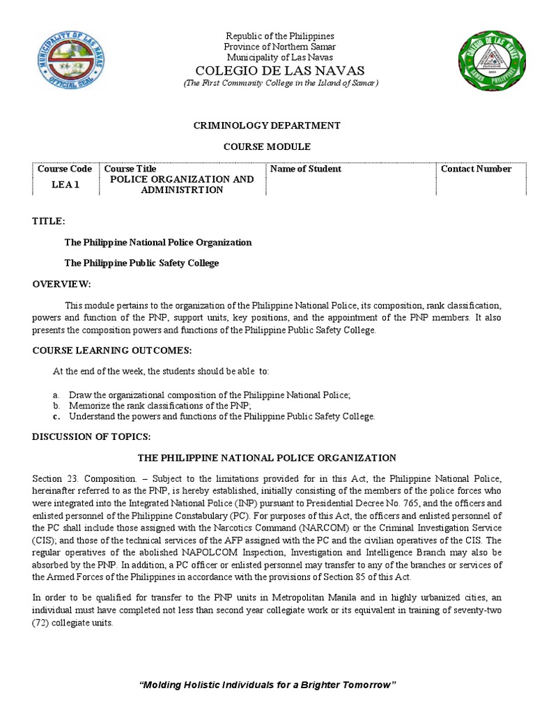 Lea 1 Module 7 | PDF | Inspector | Police