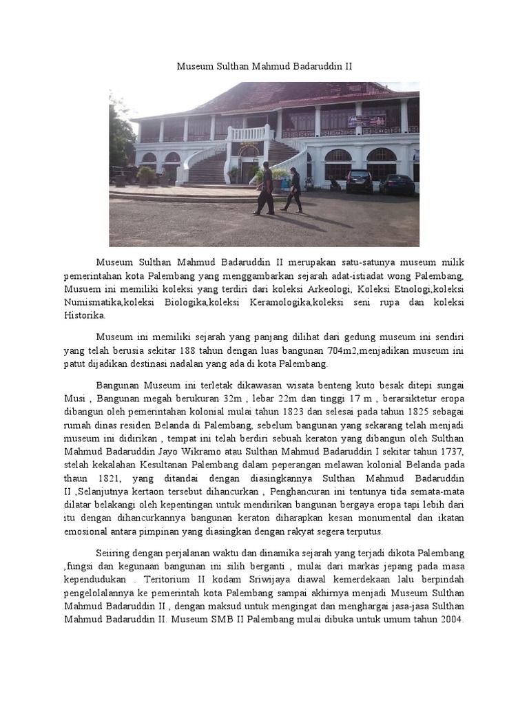 Museum Sulthan Mahmud Badaruddin II | PDF
