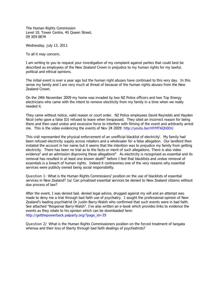 Human Rights Commission Complaint by Simon Kaiwai | PDF | Prosecutor ...