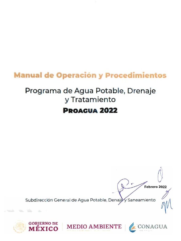 Manual de Operaci N y Procedimientos PROAGUA 2022 | PDF