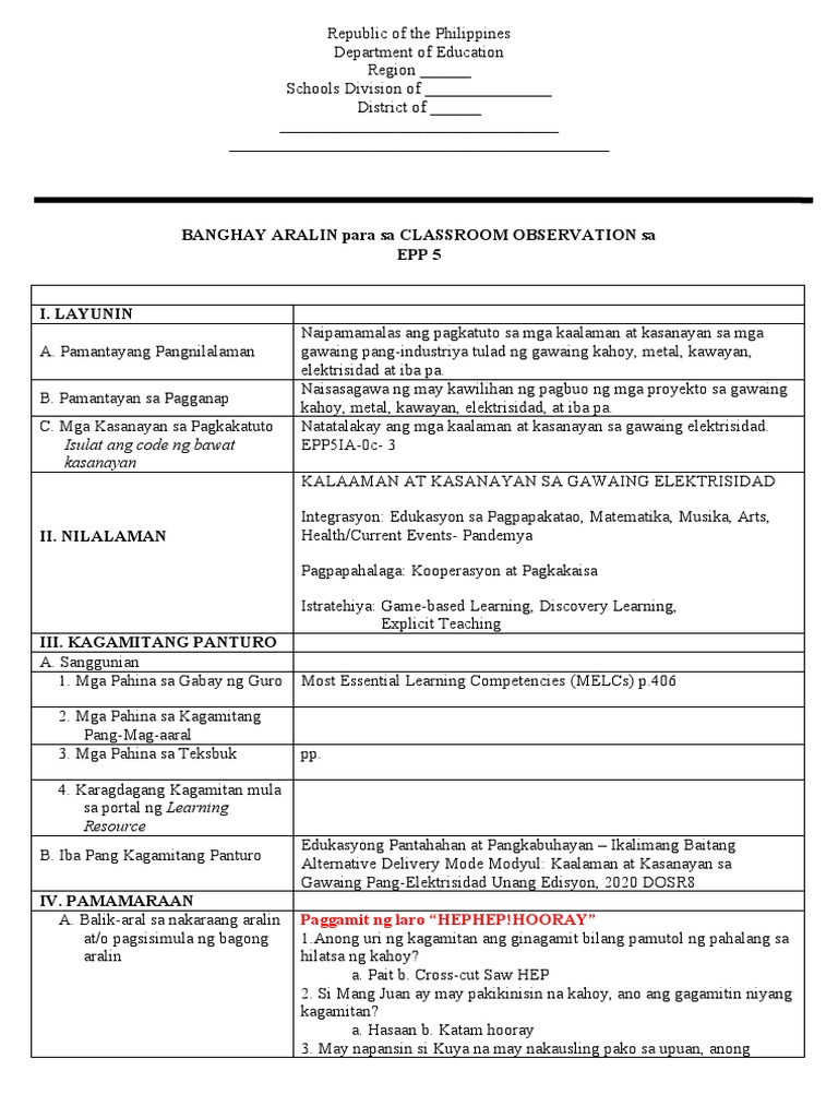 Co Lesson Plan Ia | PDF