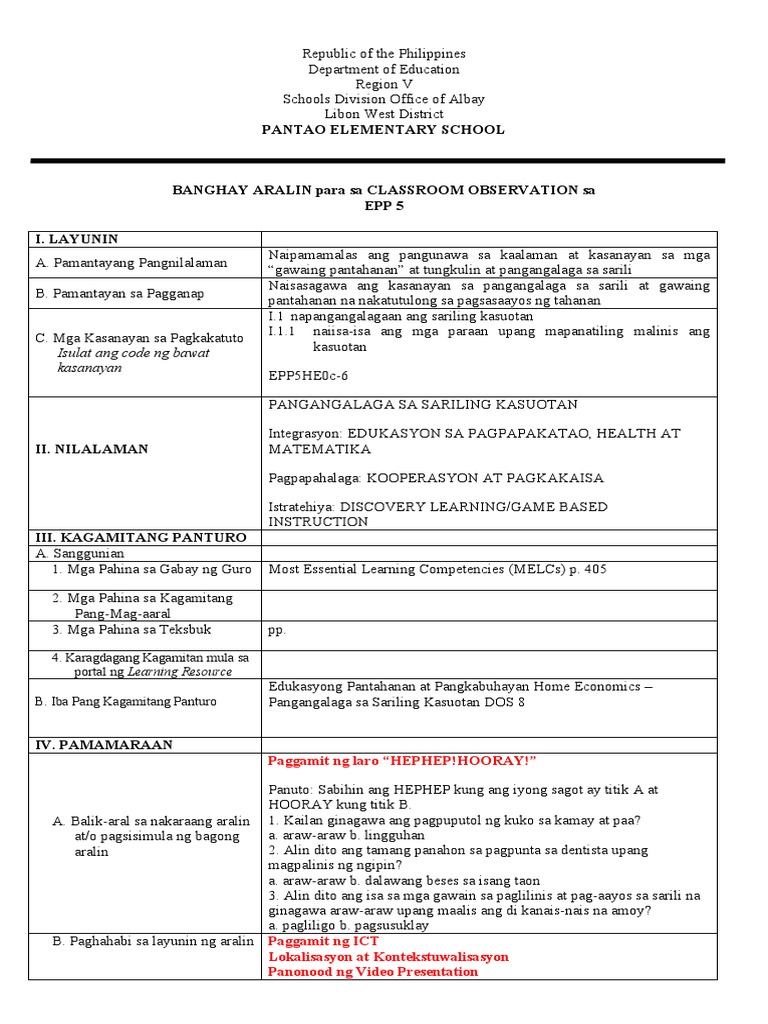 Co Lesson Plan He 5 | PDF