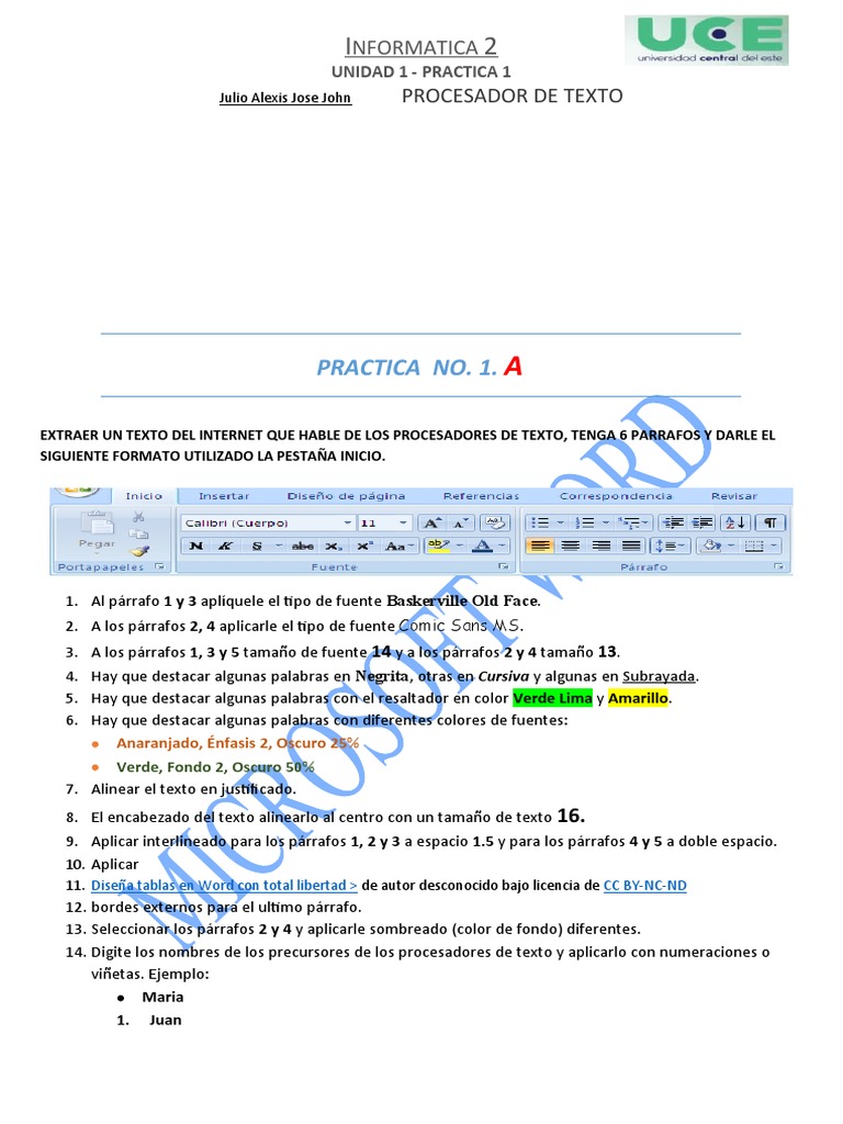 Practica #1 A, B, C, D (Elaboración de Textos) | PDF | Procesador de textos | Máquina de escribir