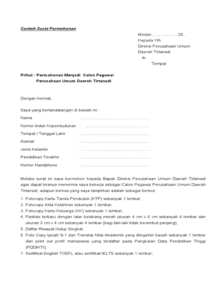 Format Surat Permohonan | PDF