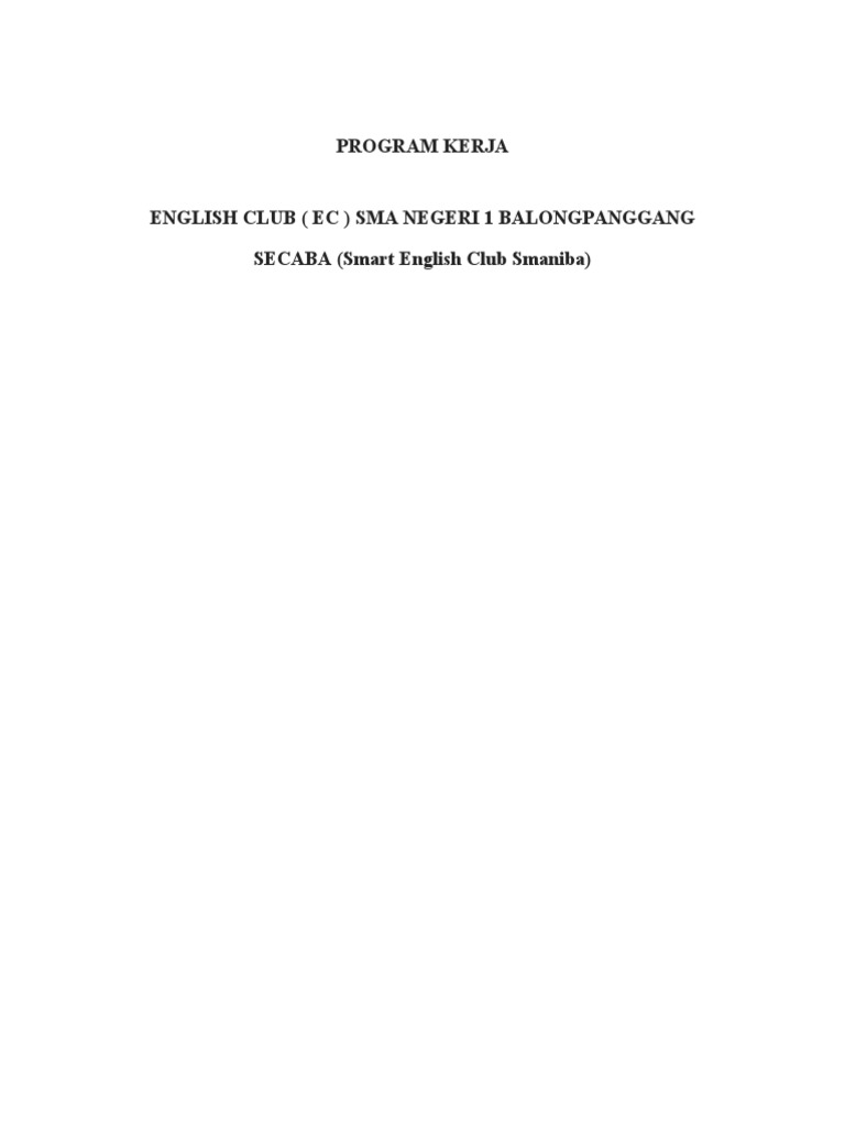 Program Kerja English Club | PDF