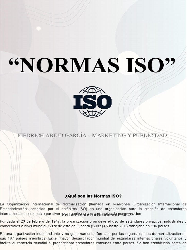 Normas ISO | PDF | Organización internacional para la estandarización ...