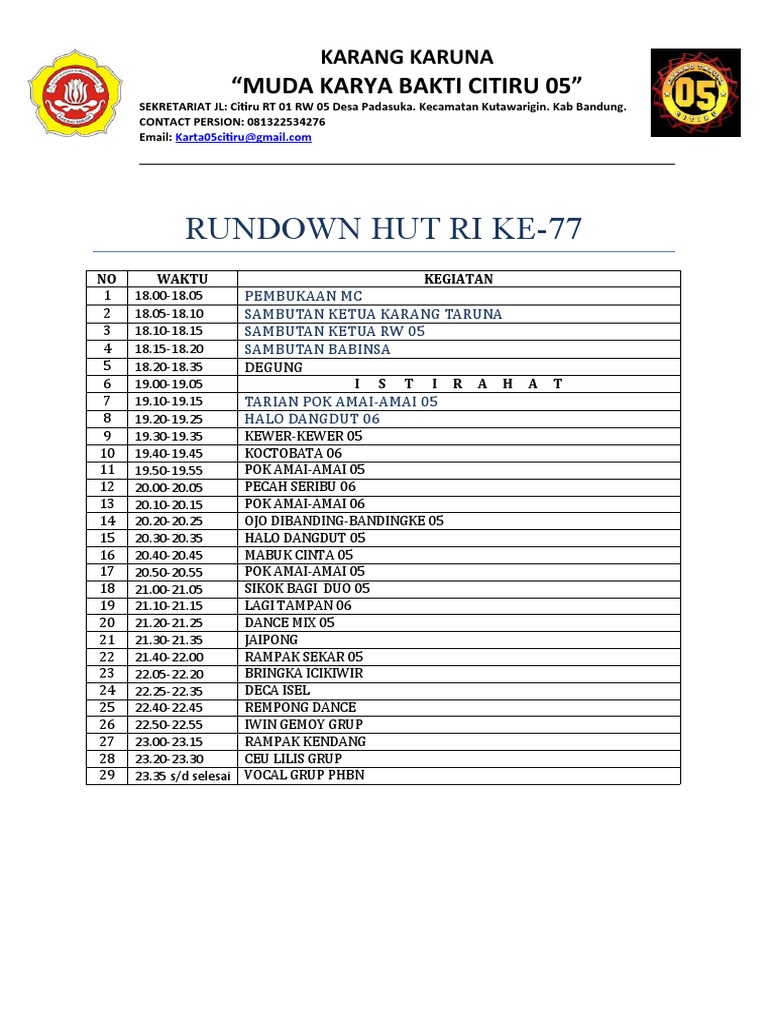 Roundown Resepsi 17 Agustus | PDF