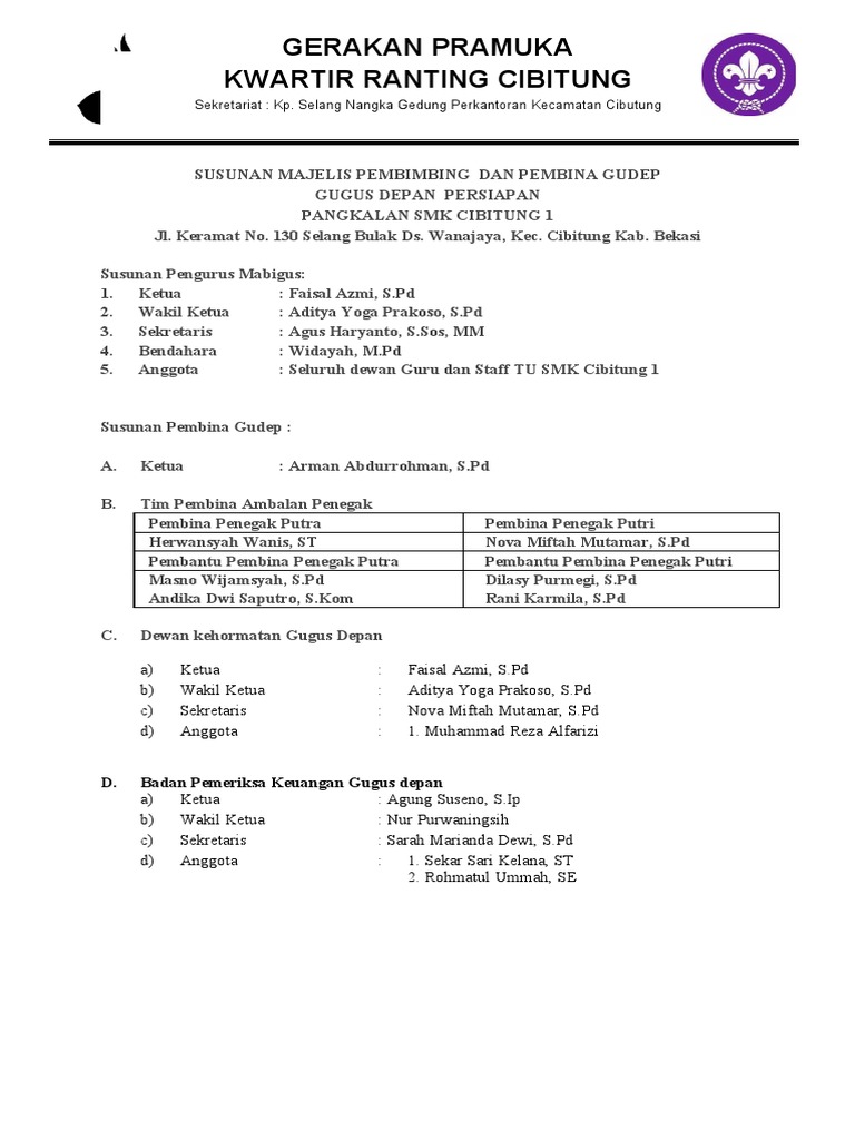 Contoh Permohonan Gudep | PDF