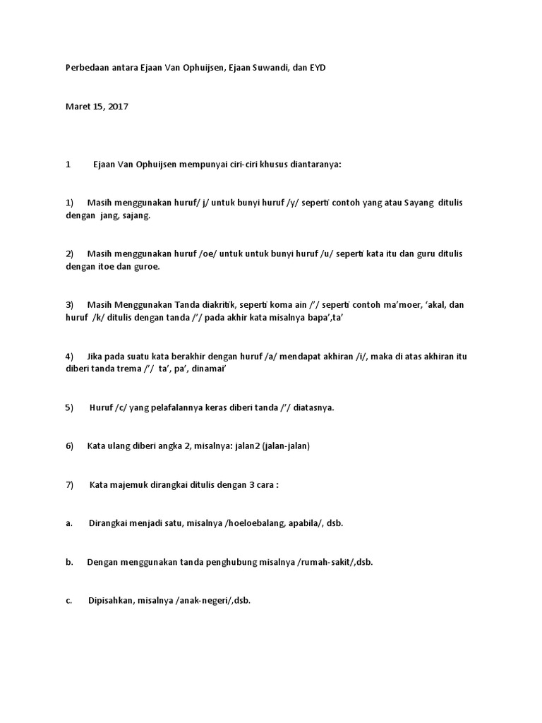 Perbedaan 3 Ejaan | PDF