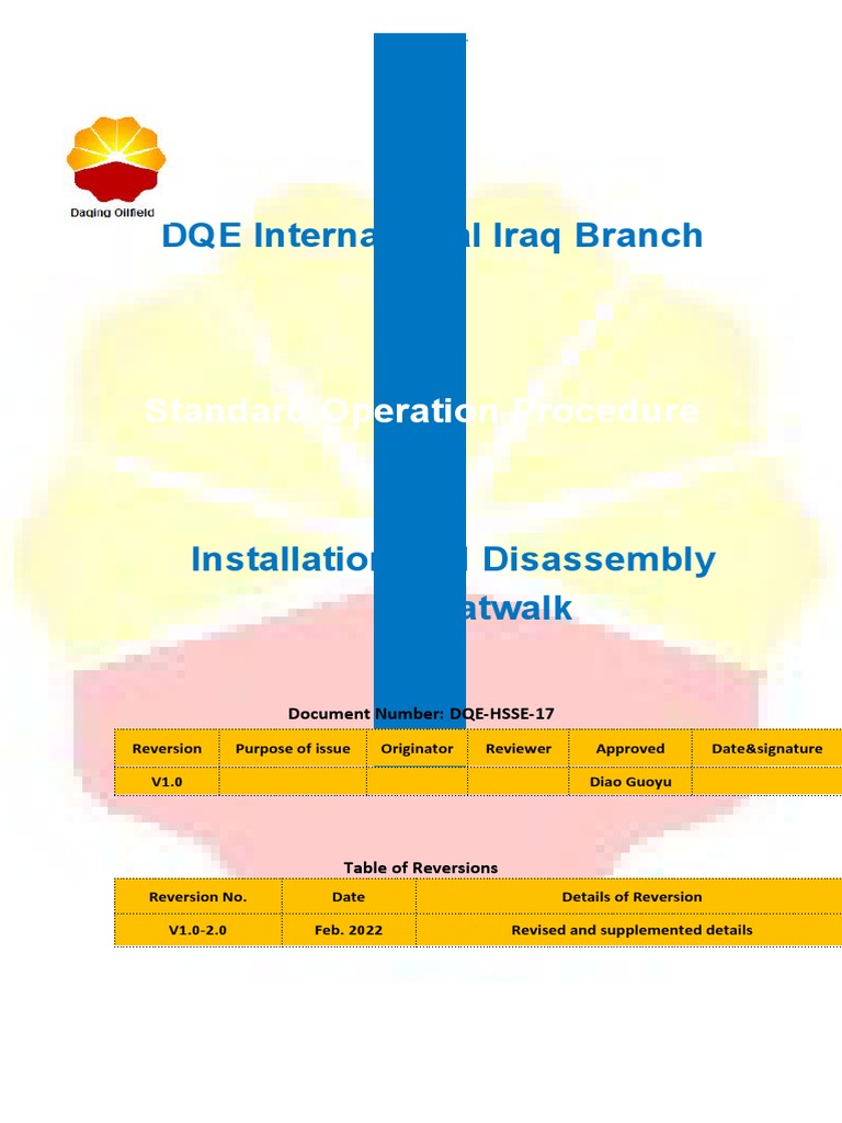 SOP-17-Installation and Disassembly of Catwalk | PDF | Personal Protective Equipment | Crane ...