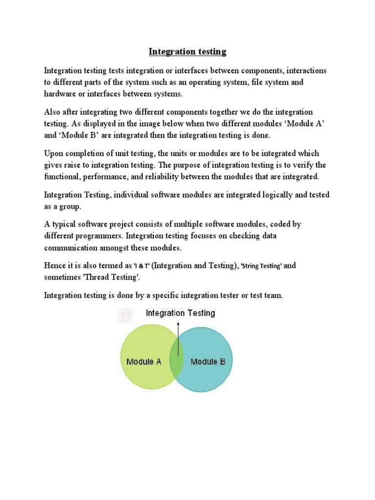 Integration Testing | PDF | Software Testing | Top Down And Bottom Up ...