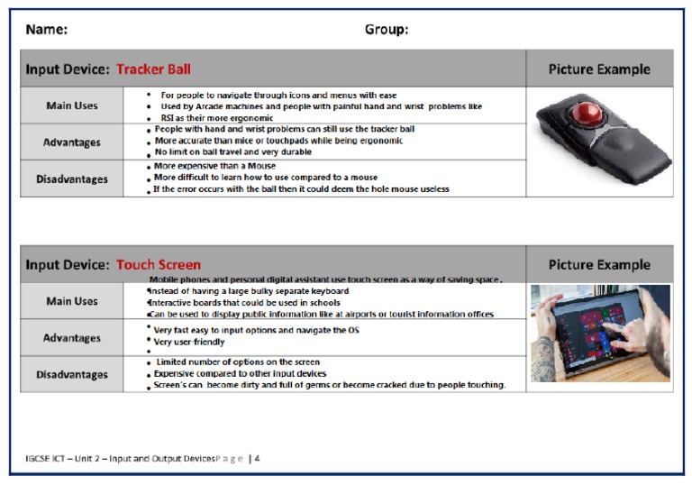 IGCSE ICT UNIT 2: INPUT AND OUTPUT Devices Page 4 | PDF IGCSE ICT UNIT 2: INPUT AND OUTPUT Devices Page 4 | PDF