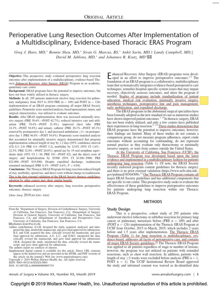 5 - Perioperative Lung Resection Outcomes After Implementation of A ...