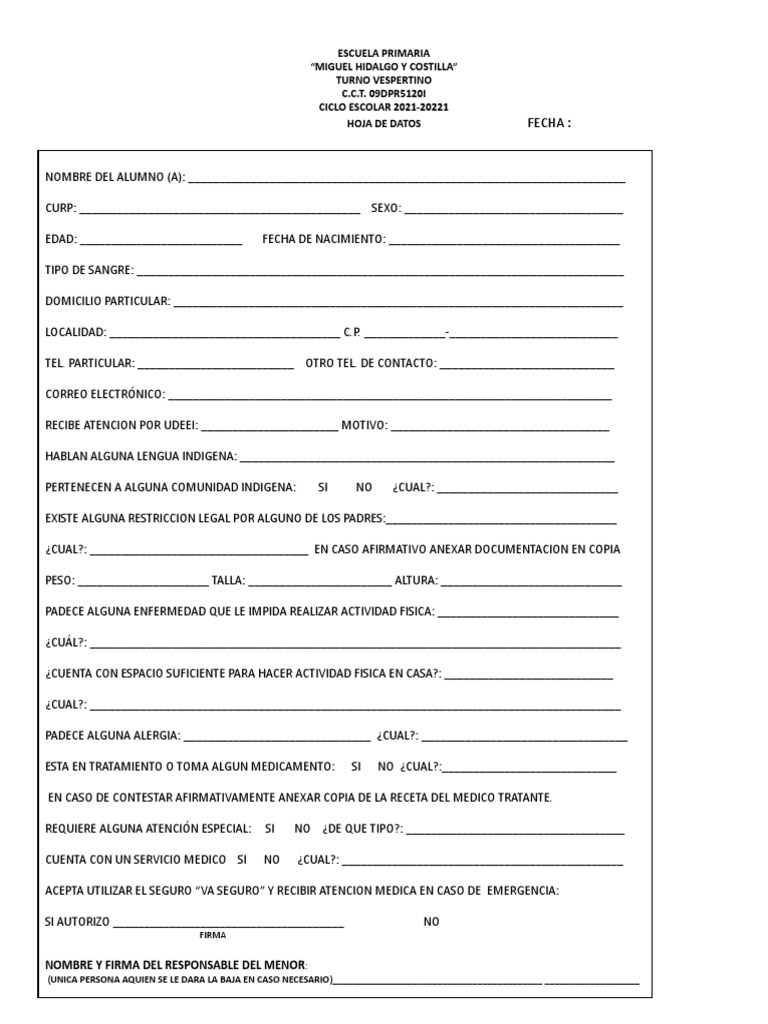 Hoja de Datos | PDF | Ciencias de la Salud | Medicina CLINICA