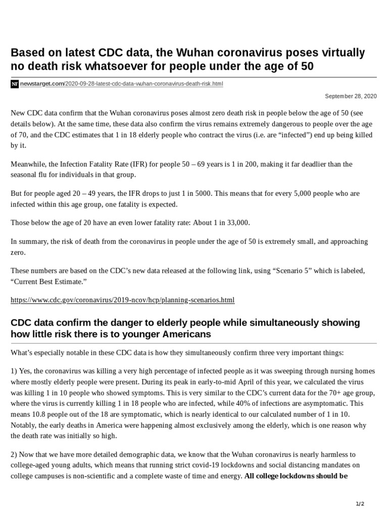 CDC Data: Low COVID Death Risk Under 50 | PDF | Epidemics | Causes Of Death