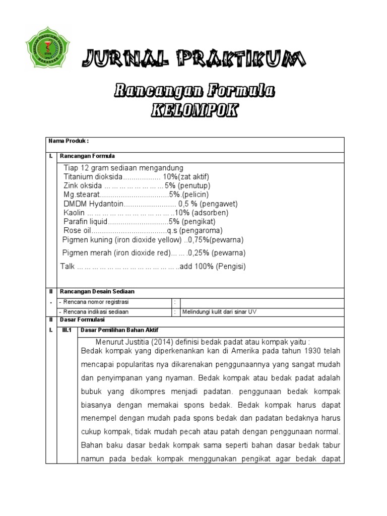 Formulasi Bedak Padat KLP 5 | PDF