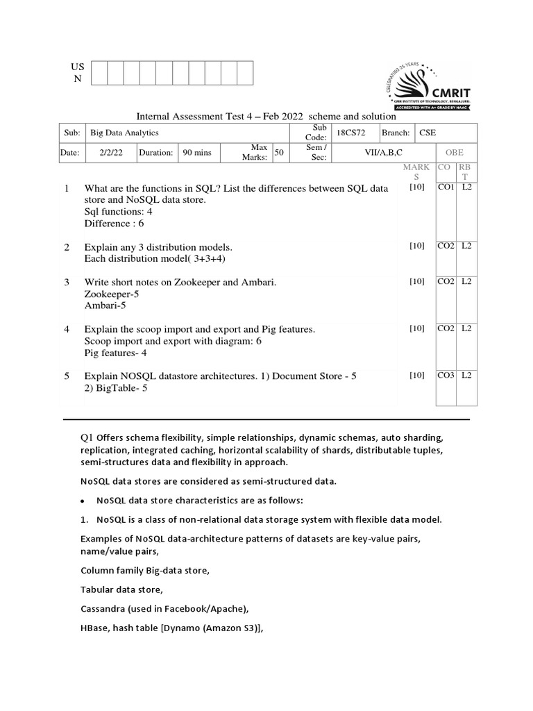 IAT-IV Question Paper With Solution of 18CS72 Big Data Analytics Feb ... IAT-IV Question Paper With Solution of 18CS72 Big Data Analytics Feb ...